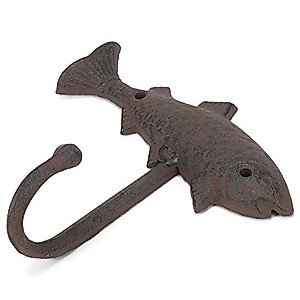 Textured Bronzetone Fish 6 x 5.5 Cast Iron Decorative Coat Towel Hook