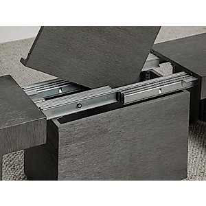 Transformer Table Dining Room Table for 2 to 12, Expandable Dining Table, Coffee Table with Storage Panels Included, Space Saving Furniture (Dark Grey, Table + Bench + Coffee Table)