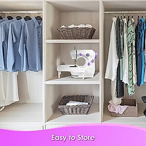 Sewing Machine, Portable Machine with Built-in Stitches, 2-Speed Mini Extension Table, Suitable for Beginners, Best Gift Kids Women Household Space Saver Safe Kit