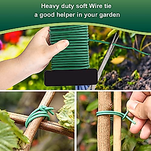 PQPB Garden Twist Ties Soft Reusable Rubber Wire Green Heavy Duty Plant Support Twine for Gardening,Office,Home (2PCS X 32.8feet, Total 65.8feet),Green ,Rubber Plant Ties Green 65.6ft(PQ10)