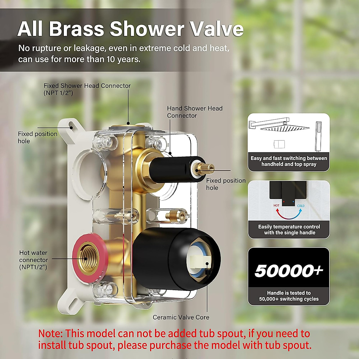 Gabrylly Shower System, Black Shower Faucet Set with 10" Rain Shower head and Handle Set, All Metal Shower Heads with Handheld Spray Combo, Wall Mounted Shower Fixtures with Shower Valve, Matte Black