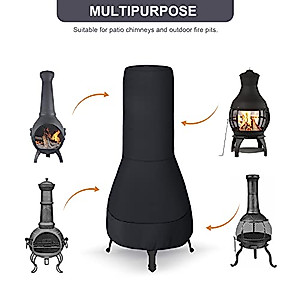 Bicherub Chiminea Cover Waterproof Outdoor Chimney Cover Patio Fire Pit Heater Cover for Garden Backyard 48 x 8 x 24 inch Black