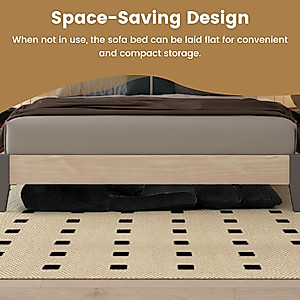 KOMFOTT Foldable Floor Lazy Sofa with 2 Pillows, 6-Position Adjustable Reclining Sofa Sleeper Bed, Convertible Futon Couch Bed, Floor Couch Lounge for Relaxing, Reading, Playing, Gaming (Black)