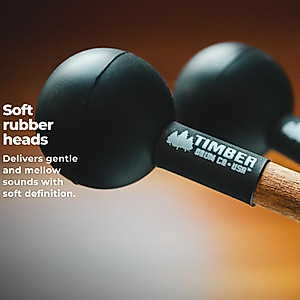 Timber Drum Co. Soft Rubber Percussion Mallets for Tongue Drum or Keyboard Music, Birch Handles 15.25"
