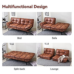 Opoiar, Memory Foam Loveseat, Modern Sleeper Couch Futon Sofa Bed, 71"X33"X31.5", Brown