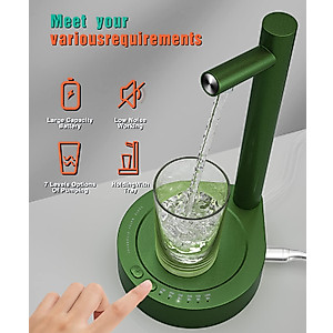 Green Portable Desktop Water Pump for 5 Gallon Bottle - Bedside Dispenser for Home, Office, Outdoor
