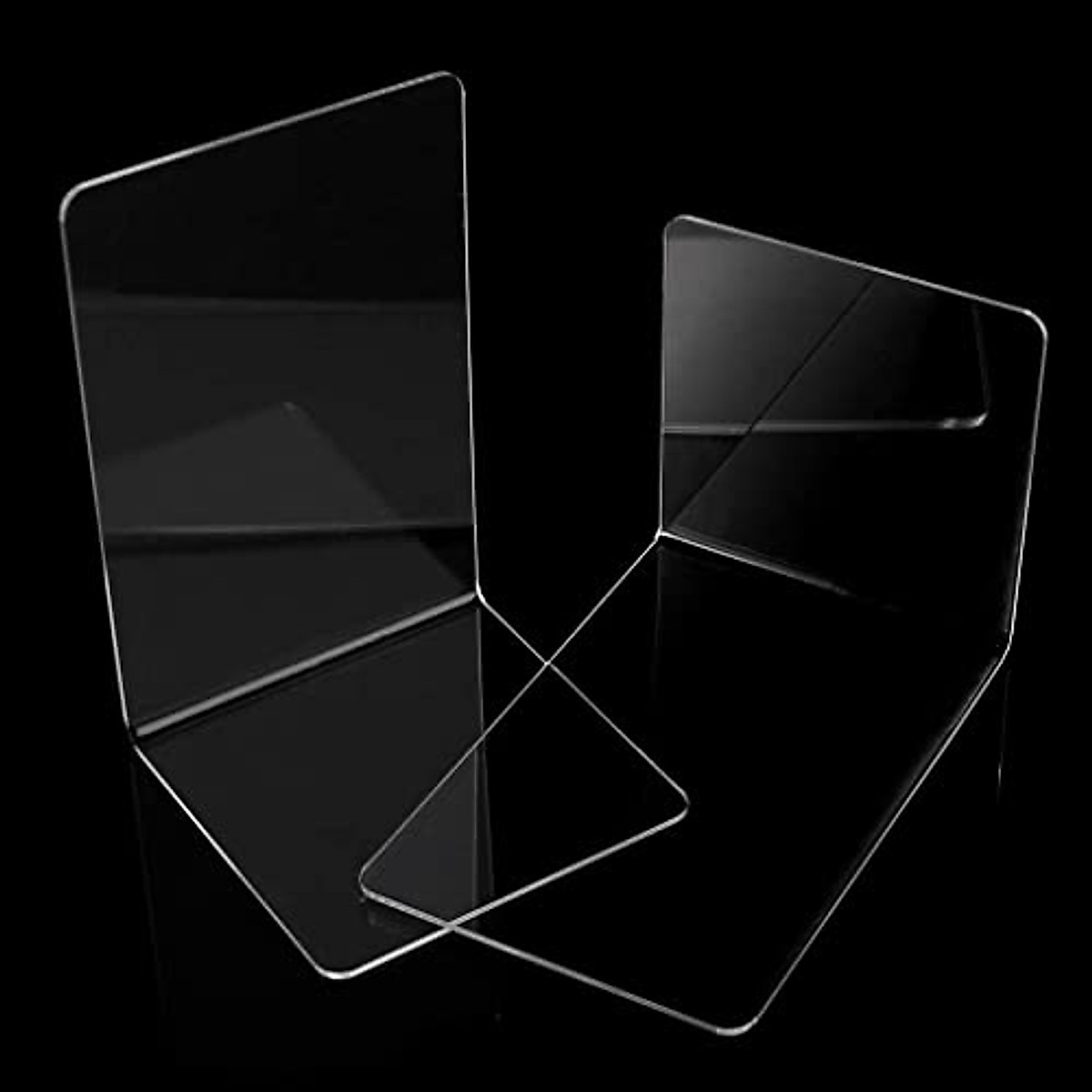 Sujetalibros Book Ends 2Pcs Book Ends for Shelves Clear Acrylic Bookends Non-Skid L-Shaped Book Stopper Bookend Supports for Books/Movies/CDs/Video Games Book Stopper