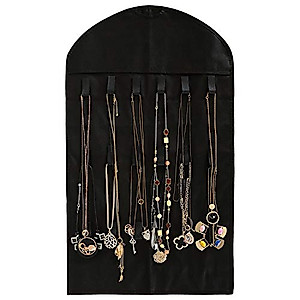 Foraineam 3 Pack Hanging Jewelry Organizer 32 Pockets 18 Hook and Loops Necklace Holder Earrings Bracelet Ring Display Storage Bag
