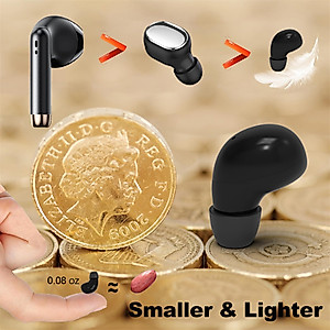 Small Mini Invisible Earbuds for Work Wireless Bluetooth Tiny Low Profile Micro Smallest Discreet Earbuds Hidden for Work Small Ear Buds Tiny Mini Invisible Headphones Discreet Hidden Headphones