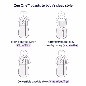 Nested Bean Zen One™ - Gently Weighted Swaddle for Babies 3-6M (13-18.5 Lbs) | Adapts for arms in/Out | Prevents startles | Aid Self-Soothing | 2-Way Zipper | Machine Washable | TOG 1.0