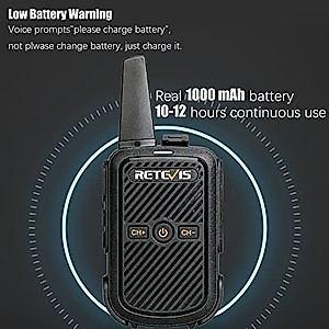 Retevis RT15 Small Walkie Talkies for Adults,Mini 2 Way Radio Rechargeable Long Range, USB Charging, Hands-Free Walky Talky for Camping Skiing Neighborhood Easter Basket Stuffers (4 Pack)