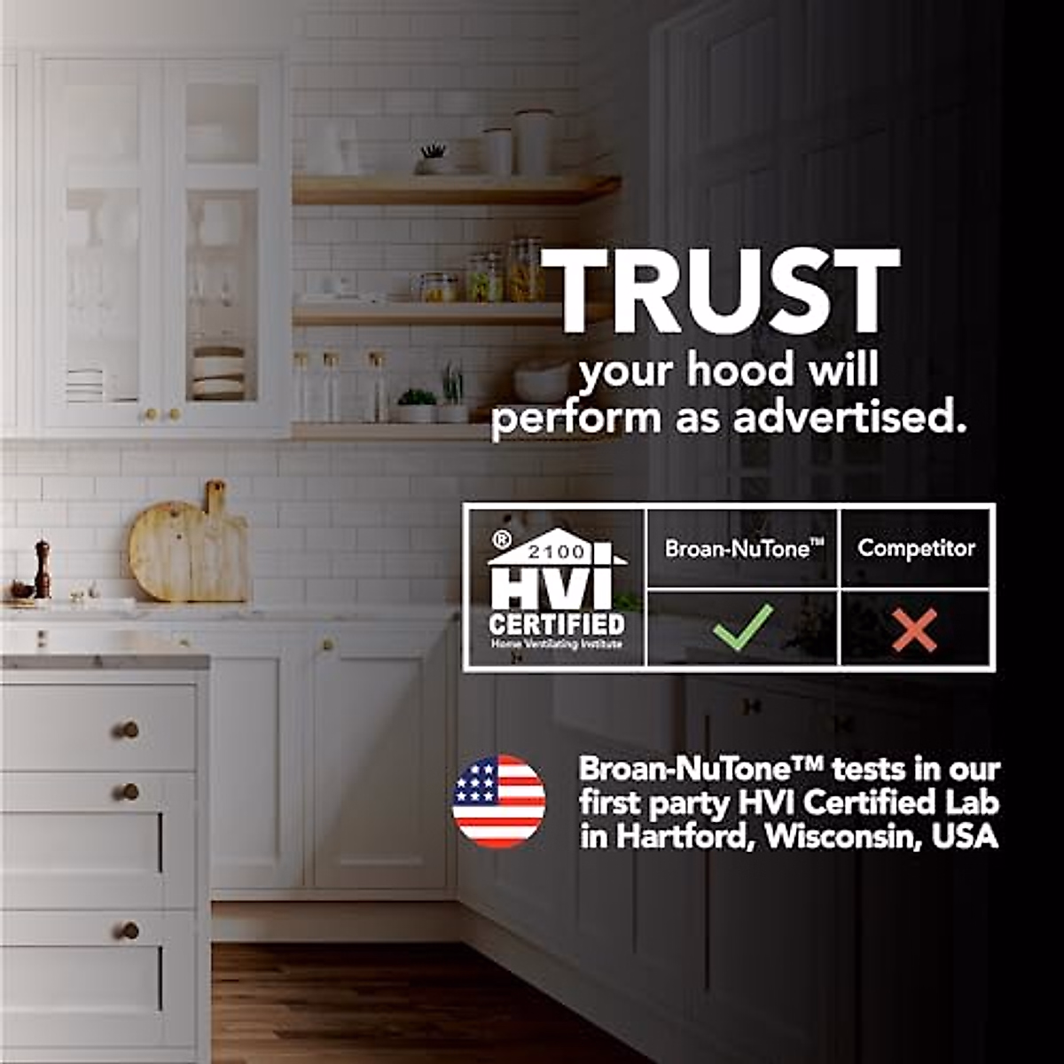 Broan-NuTone F404223 Exhaust Fan for Under Cabinet Two-Speed Four-Way Range Hood, 42-Inch, Black