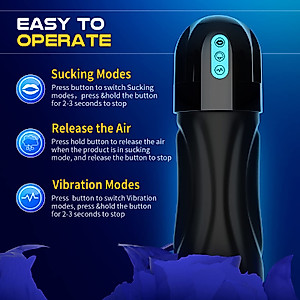 Movakativ Male Adult Sex Toys for Men, Sucking Male Masturbator Penis Pump with 10 Vibration & 5 Suction,Super Soft TPE Channel Automatic Vibrating Hands Free Male Masturbators Cup Men Sex Toy Machine