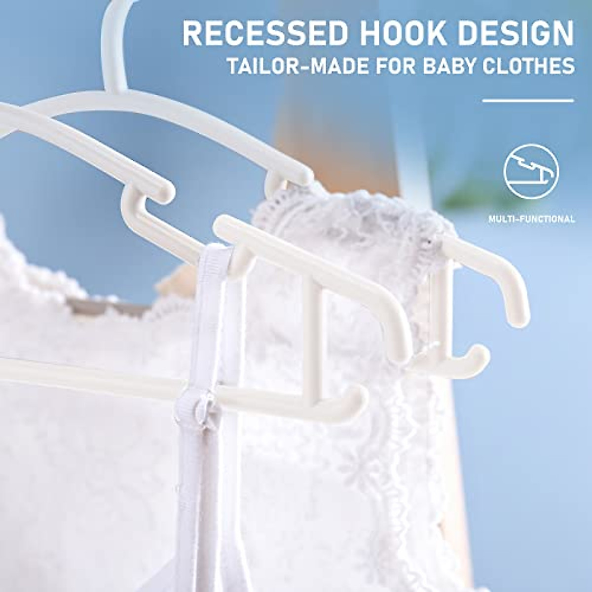 Mosearon Baby Hangers 120Pcs Kids Hangers,Plastic Hangers Non Slip, Clothes Hanger, Toddler Hangers, Infant Hangers, Child Hangers for Nursery, 120 Pcs,Pink Blue Yellow White Purple Green