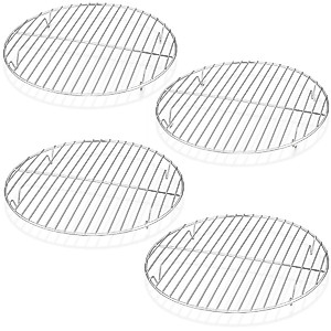 TeamFar Round Cooling Rack Set of 4, 9 Inch Round Wire Rack Stainless Steel Baking Steaming Roasting Rack Set, Healthy & Sturdy, Mirror Finish & Rust Resistant, Oven & Dishwasher Safe