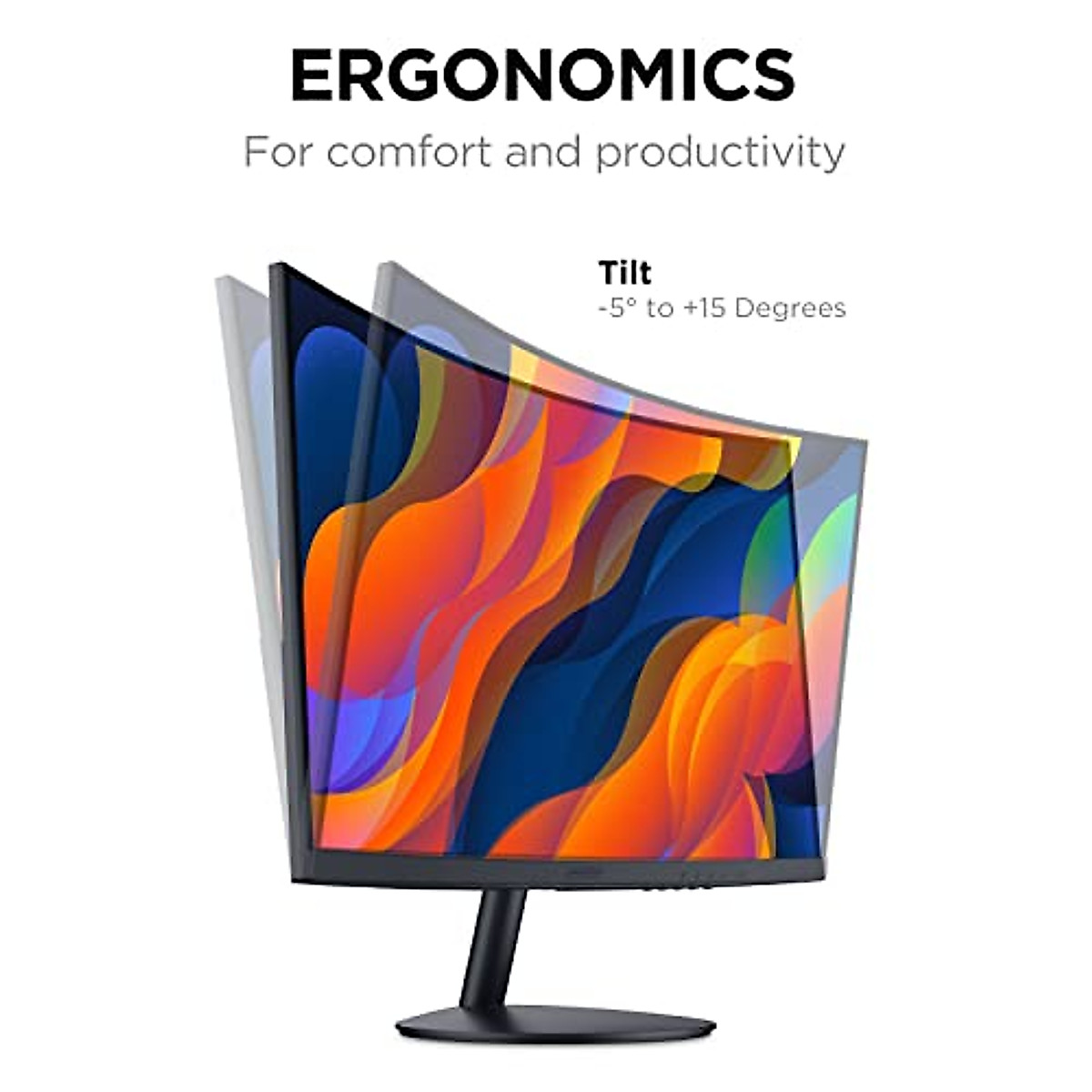 KOORUI 24-Inch Curved Computer Monitor- Full HD 1080P 60Hz Gaming Monitor 1800R LCD Monitor HDMI VGA, Tilt Adjustment, Eye Care, Black 24N5C