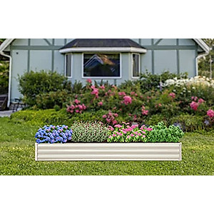 BUTUNITA Beige Raised Garden Bed Outdoor Metal for Gardening Vegetables Flower Garden Planter Box Large Raised Bed,8x4x1ft Beige