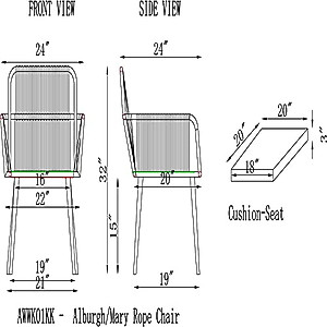 Alburgh All-Weather Outdoor Rope Armchairs with Light Gray Cushion for Modern Patio Furniture, Set of Two, Weather-resistant & Weatherproof for Indoor/Outdoor, Patio, Backyard, Deck