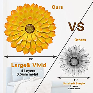 Goodeco Metal Wall Art Flowers - Sunflower Gifts for Women- Large Iron Floral Wall Decor for Balcony/Patio/Porch/Office/Bedroom/Living Room,Best Wall Decor Gift idea 13" (3pack)