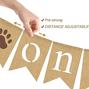 Rainlemon Jute Burlap Dog Puppy One Banner Pet or Boy 1st Birthday Party Garland Decoraiton