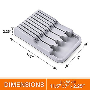 Cheer Collection Kitchen Drawer Knife Organizer - Space Saving Tray to Keep Knives Organized, Gray