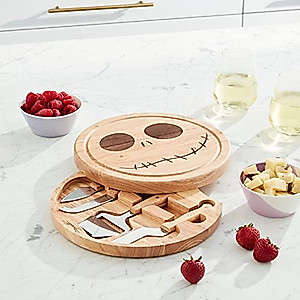 TOSCANA - a Picnic Time brand Disney Classics Nightmare Before Christmas Circo Board & Knife Cheese Board and Knife Set, 10.2 inches Diameter, Jack - Parawood