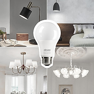 DiCUNO A19 LED Light Bulbs 60W Equivalent, Daylight White 5000K, High CRI 90, E26 Medium Base 9W 800 Lumens 120V, Non-dimmable, Frosted, 6 Pack