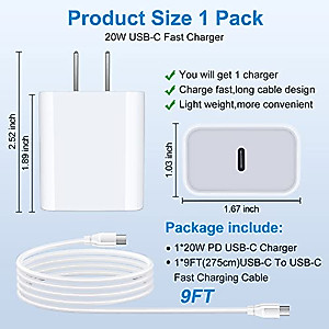 Samsung Charger Fast Charging for Samsung Galaxy S23 S22 Ultra S21 S20 FE 5G A73 A53 A14 A52 A42 A32 A23 A13 A12 A04 A03S,20W PD Charger Block & 9ft C Cable Charger for Pixel 7Pro 7 6a 6 Pro 6 5a 5 4A