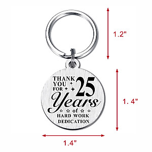ABNTY 25 Year Work Anniversary Employee Gifts, 25th Work Anniversary Decorations, Thank You 25 Years Employee Anniversary Keychin Gifts