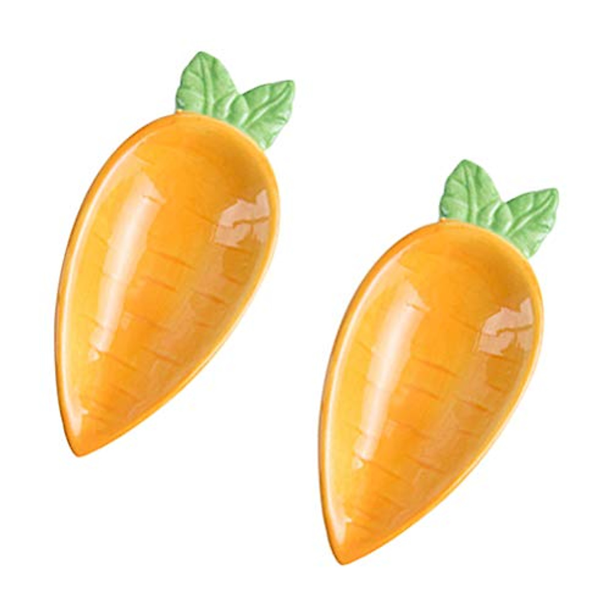 UPKOCH Veggie Platter 2pcs Ceramic Carrot Shape Dishes Dipping Bowls Appetizer Plates Sauce Platter Dinnerware Kids Cutlery