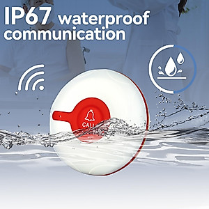 Retekess T114 Caregiver Pager,Wireless Calling System,15 Level Volume,10 Waterproof Alert Call Buttons for Clinic,Hospital,Nurses Station