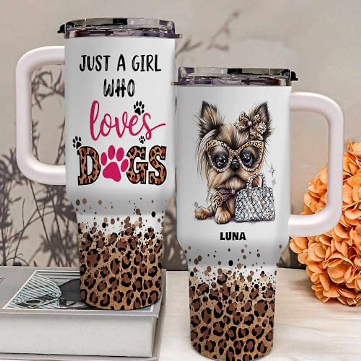 Personalized Dog Tumbler with Belgian Laekenois Dog’s Name – Custom Travel Coffee Cup 40oz, Travel Coffee Cup, Gift for Mother's day, Father's day, Christmas WmcR9u