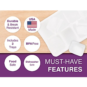 Arrow Home Products Plastic Ice Cube Trays for Freezer, 3 Pack - Made in the USA, BPA Free Plastic - 14 Classic-Size Ice Cubes Per Tray with Easy-Release Design - Stackable, Dishwasher Safe – White