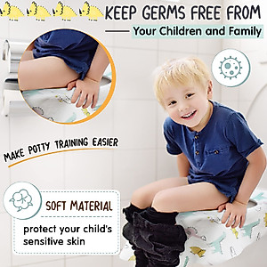 50 Pack Extra Large Toilet Seat Covers Disposable Waterproof Toddler Toilet Covers, Individually Wrapped Portable, Ideal for Kids and Adults, Potty Training in Restrooms (Delicate Dinosaur)
