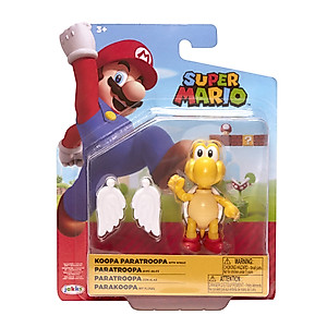 Super Mario Collectible Red para Koopa Troopa 4" Poseable Articulated Action Figure with Wings Accessory, Perfect for Kids & Collectors Alike! for Ages 3+