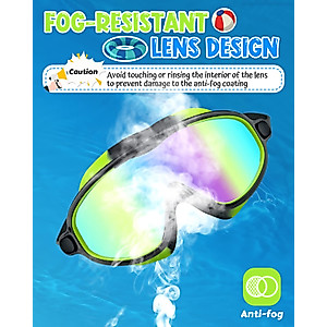 Rantizon Kids Swim Goggles 2 Pack, Wide View Swimming Goggles for Child 3-15, Anti Fog&UV No Leaking Goggles for Boys Girls