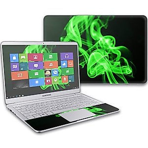 MightySkins Skin Compatible with Samsung Notebook 9 13" (2017) wrap Cover Sticker Skins Green Flames