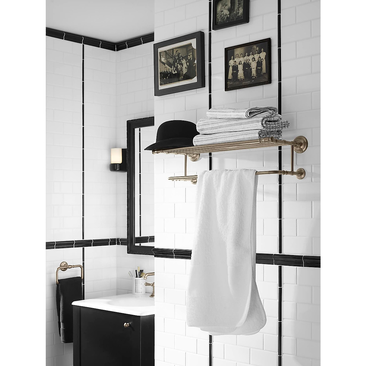 Kohler K-72575-2MB Artifacts Towel Shelf, Vibrant Moderne Brushed Brass