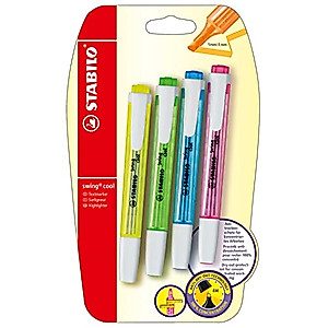 STABILO Swing Cool Highlighters Pack of 4 Green Yellow Blue Pink