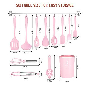 Kitchen Utensils Set-12 Pieces Silicone Cooking Utensils Set (Dishwasher Safe) 392°F Heat Resistant Spatula Set, Nonstick Cookware