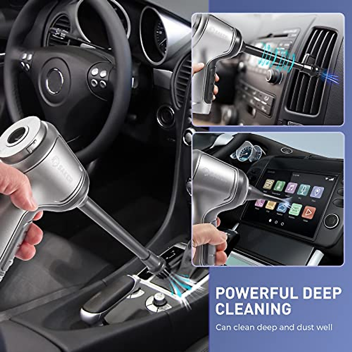 Saker Handheld Vacuum Cleaner Car - Wireless Mini, 3 in 1 Multifunctional Brushless Motor 12000PA High Power with USB,Portable Handheld Car Vacuum Cleaner for Keyboard Cleaning,Outdoor and Pet Hair