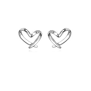 Reffeer Solid 925 Sterling Silver Tiny Heart Stud Earrings for Women Teens Love Heart Stud Earrings (A-Silver)