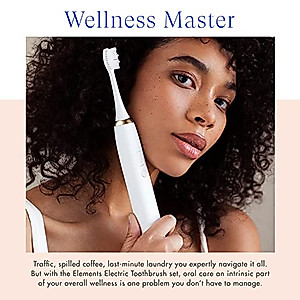 Vanity Planet Elements Ultrasonic Electric Toothbrush - Gold - Advanced Oral Care with UV Sanitizing Charger Base with 3 Replacement Heads - 99.9% Effective Keeping Your Teeth Clean