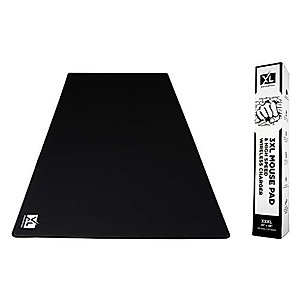 3XL Huge Mouse Pads Oversized (48''x24'') - Extra Large Gaming XXXL Mousepad for Full Desk - Super Thick Nonslip Rubber Base and Waterproof Desktop Keyboard Extended Mouse Mat (Black, XXX-Large)
