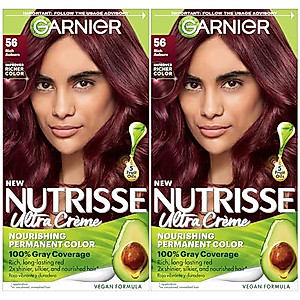 Garnier Hair Color Nutrisse Nourishing Creme, 56 Medium Reddish Brown (Sangria) Permanent Hair Dye, 2 Count (Packaging May Vary)