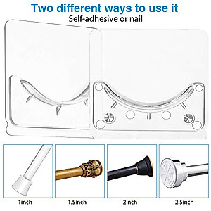 6 Piece Adhesive Shower Curtain Rod Holder, Adhesive Wall Mounted Shower Rods Holder Drill-Free Install, Adhesive Rod Mount Retainer, No Drilling, Not Include Shower Curtain Rod (Transparent)