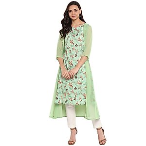 Janasya Kurta for Women Green