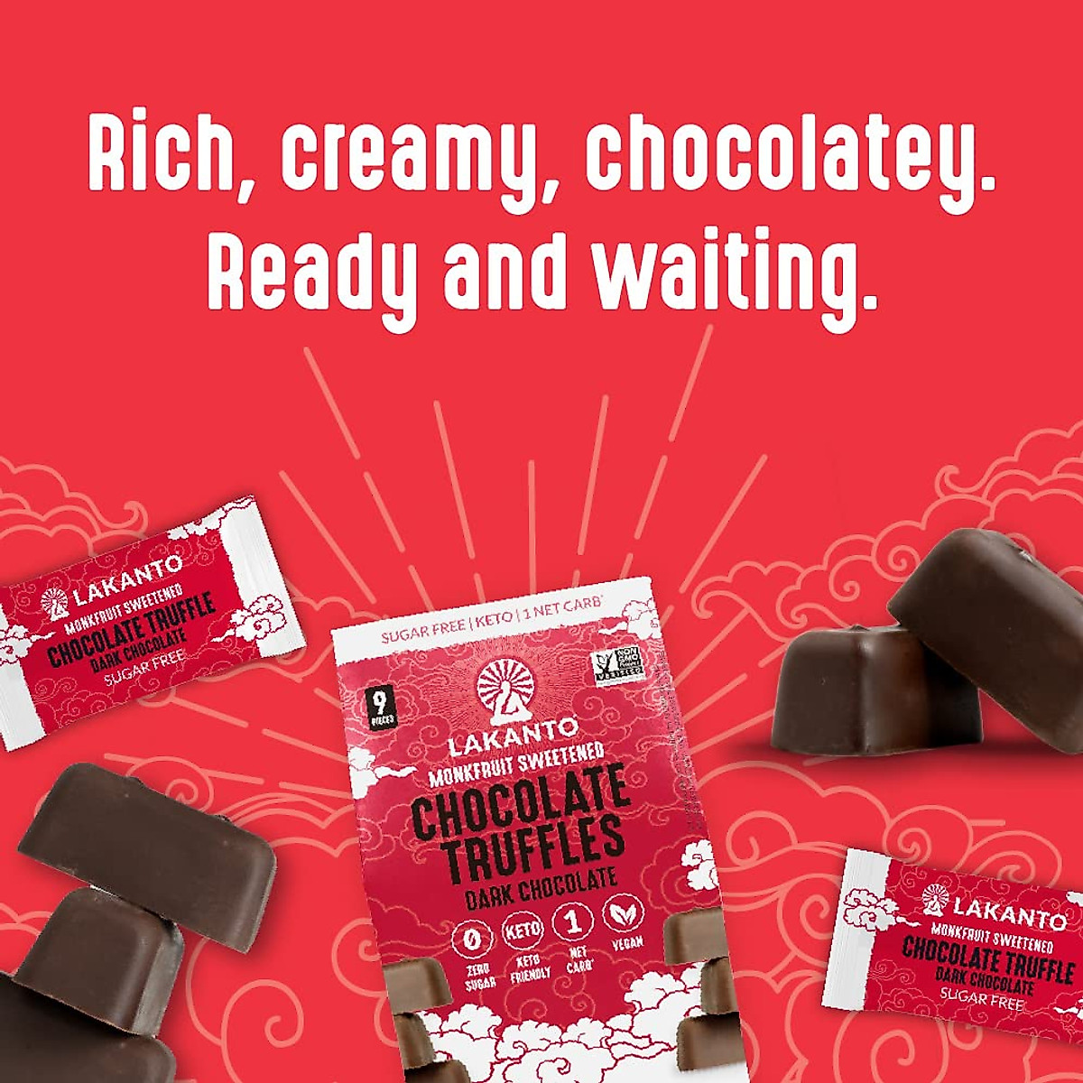 Lakanto Sugar Free Chocolate Truffles - Sweetened with Monk Fruit, Keto Diet Friendly, Vegan, 1 Net Carb, Creamy, Smooth, Delicious (Original - Pack of 1)