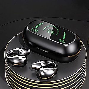 Digital Display Clip-on Headset, Wireless Bluetooth 5.2 Headphones, IPX4 Waterproof HiFi Sound with Built-in Mic, Noise Suppression Long Endurance,Portable Earbuds for Sports/Work
