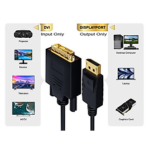 Cable Leader 15 ft Gold Plated Premium DisplayPort to DVI Cable 28 AWG